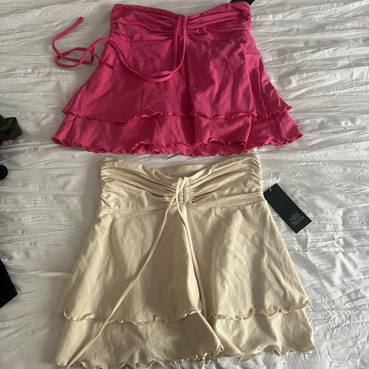 Target Women's Pink and Cream Skirt | Depop
