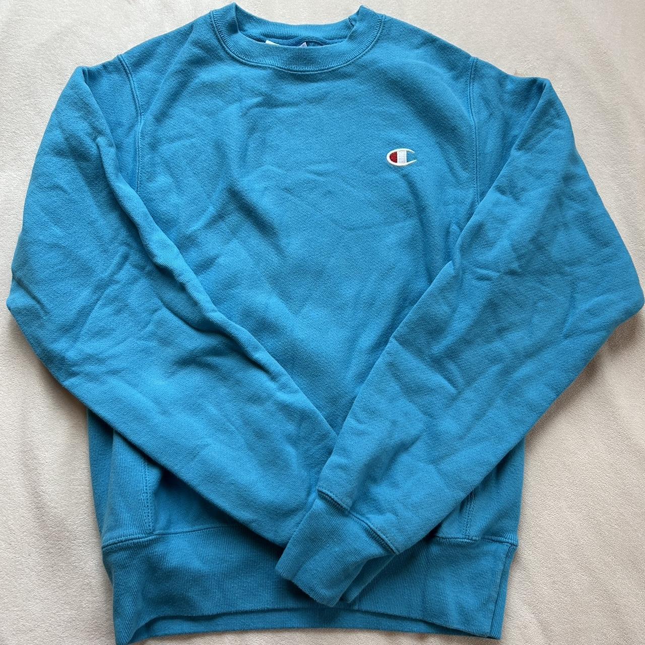 Blue Champion Crewneck - Depop