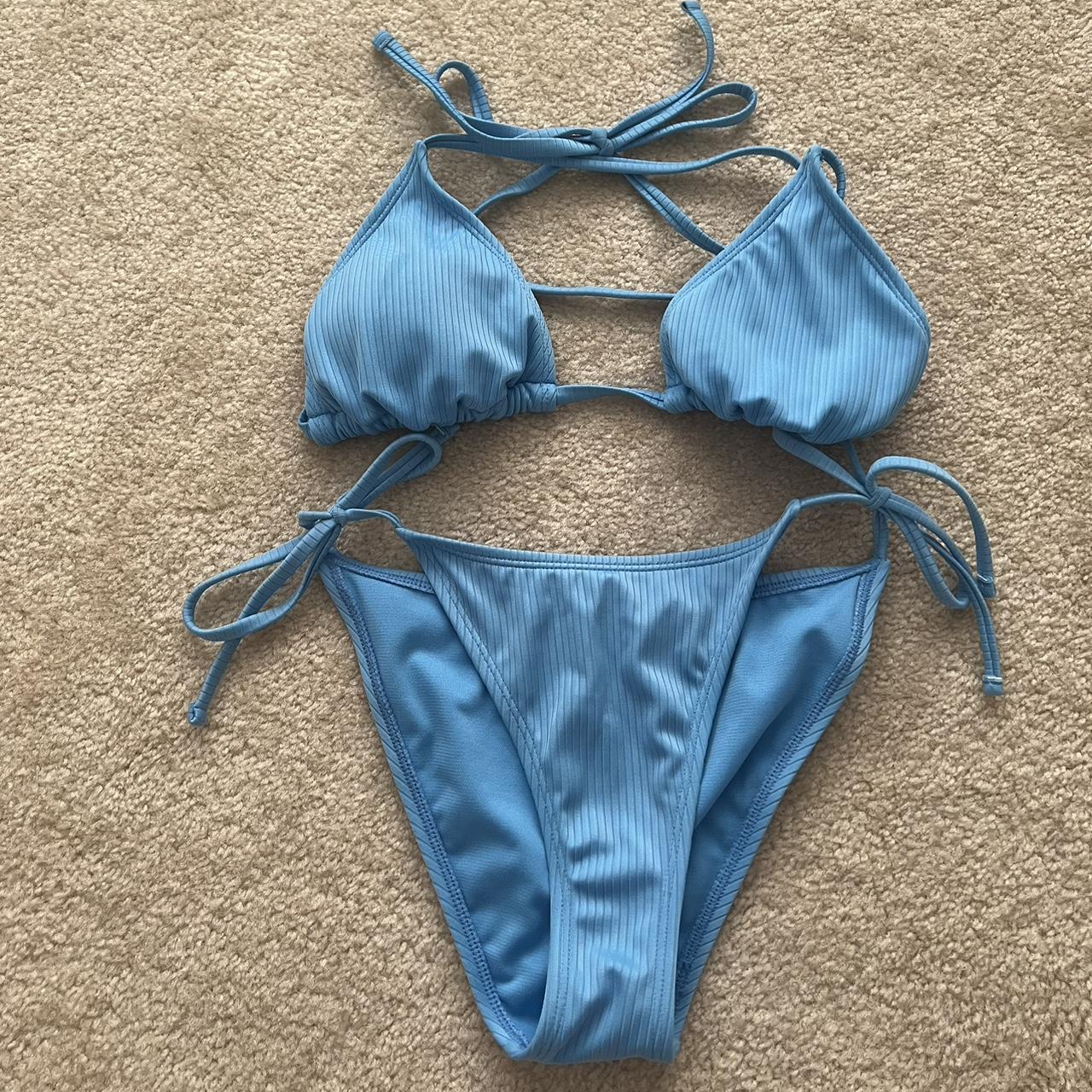 TARGET blue bikini Top is S and bottoms are... - Depop