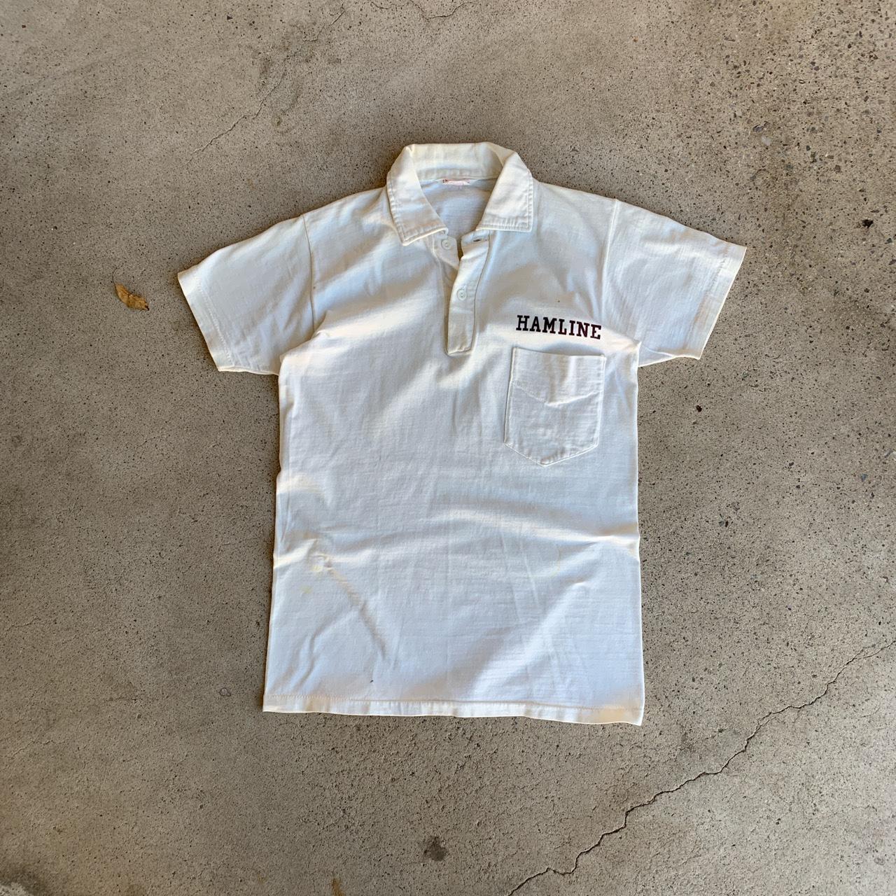 Vintage 60s Champion Hamline Pocket Polo Button Up... - Depop