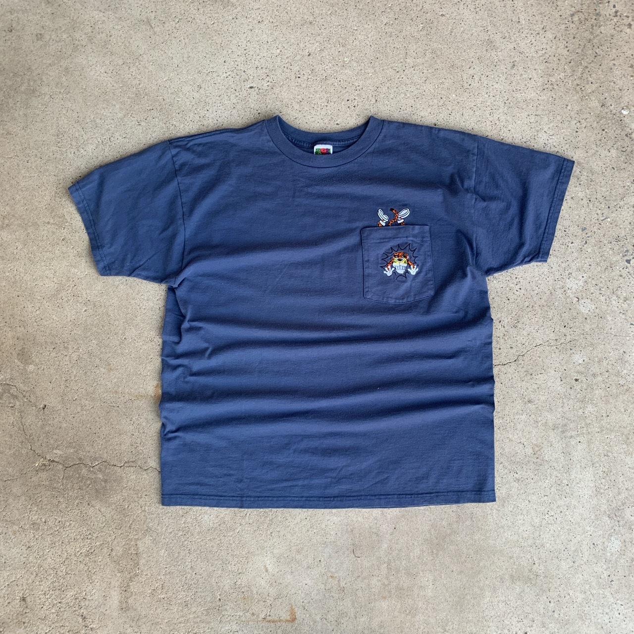 Vintage 90s Chester Cheetos Pocket Blue T Shirt In... - Depop