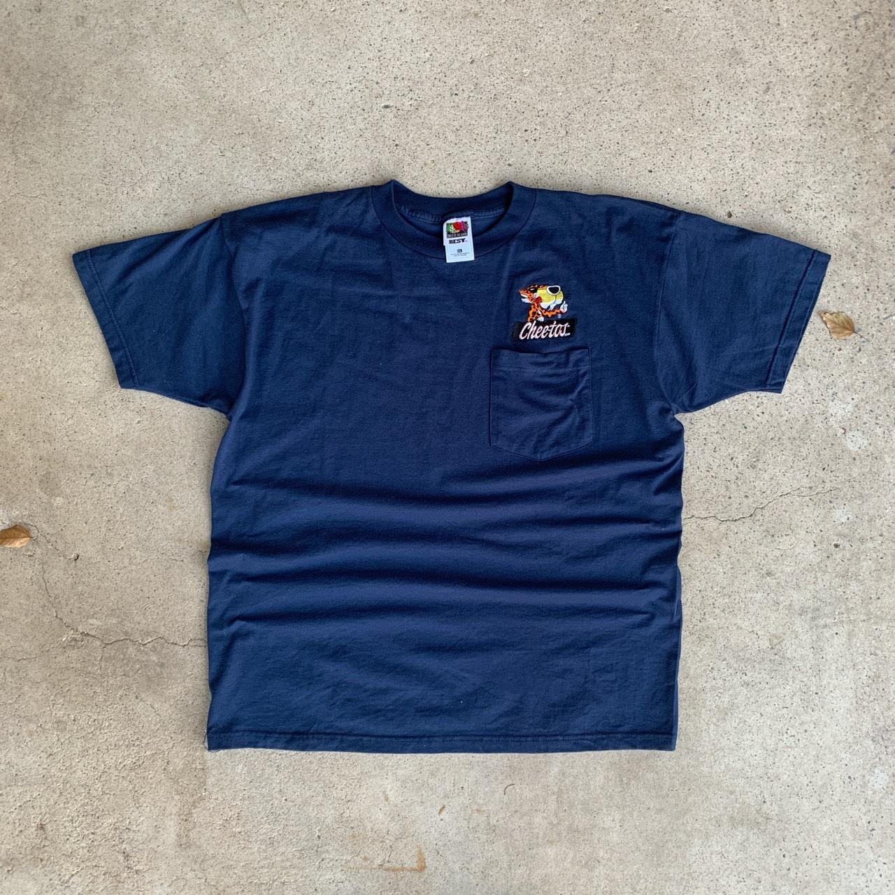 Vintage 90s Chester Cheetos Pocket Blue T Shirt In... - Depop