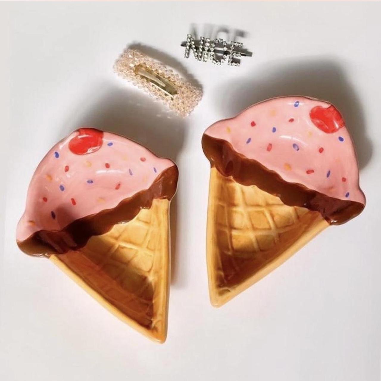Set of two ceramic ice cream cone dishes. Hand... - Depop