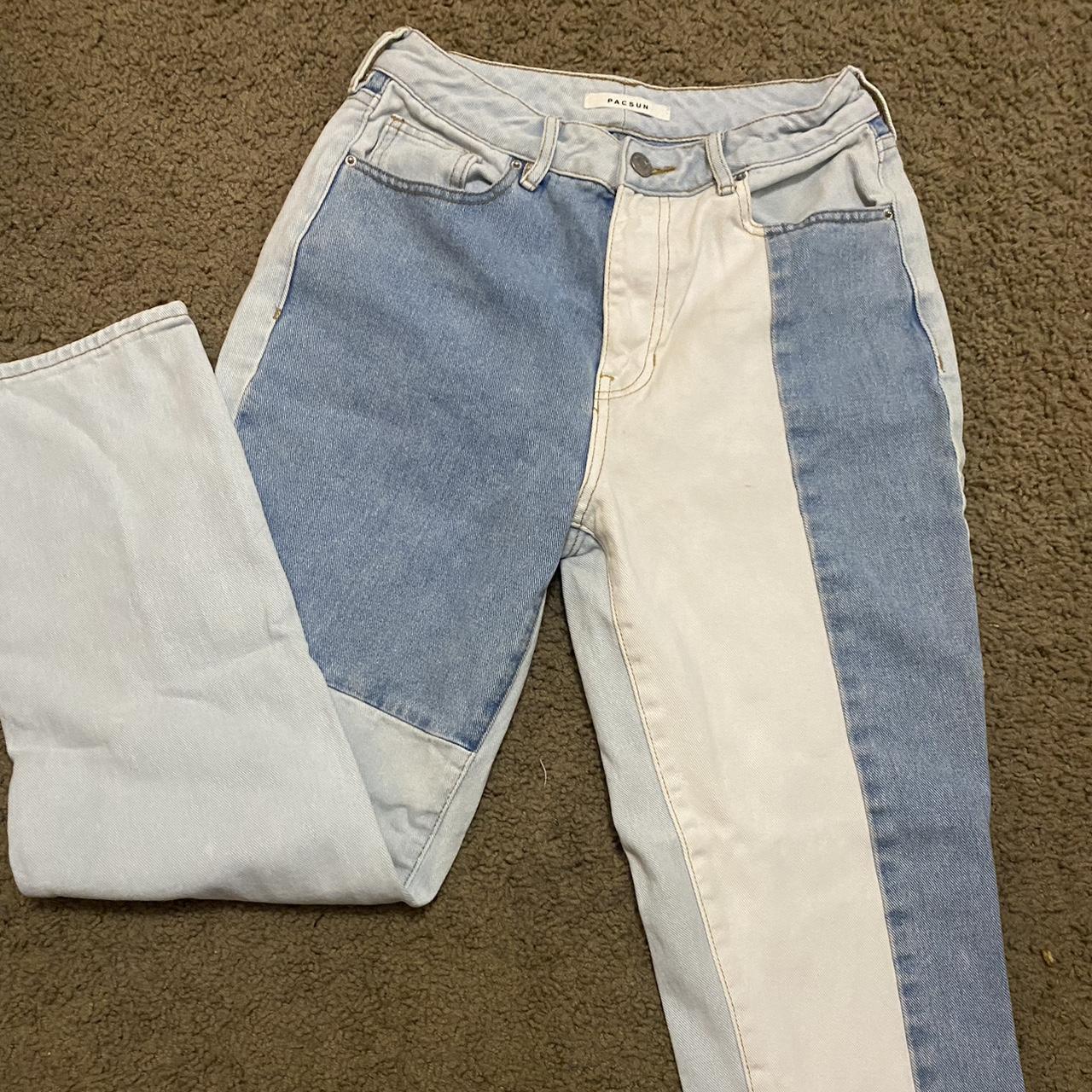 Pacsun Patchwork Color-block Mom Jeans - Depop
