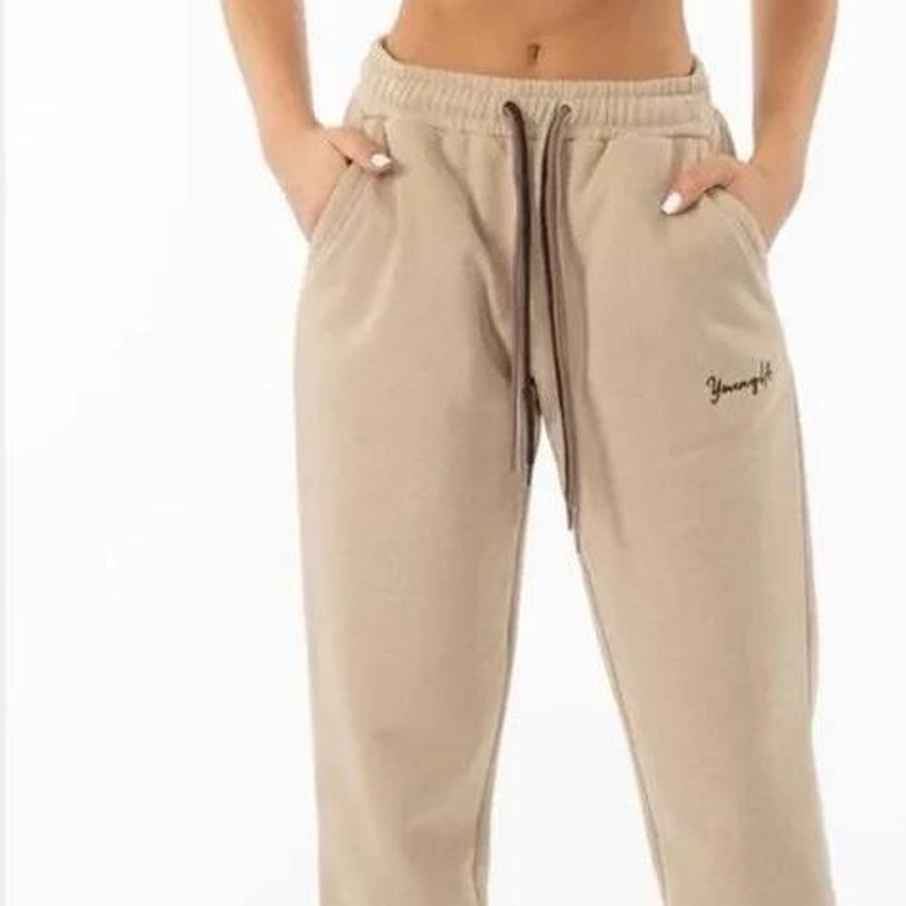 YoungLA for Her Triple String Joggers - Tan SIZE:... - Depop