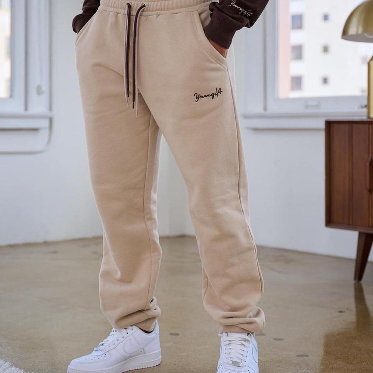 YoungLA for Her Triple String Joggers - Tan SIZE:... - Depop