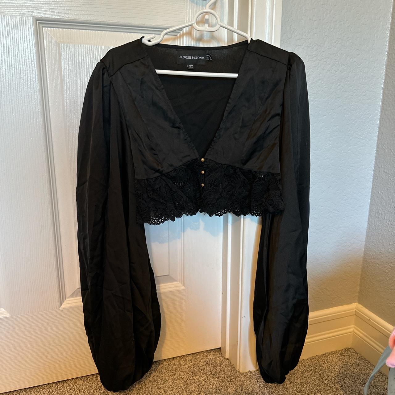 Jagger and Stone cuffed long sleeve satin top - Depop