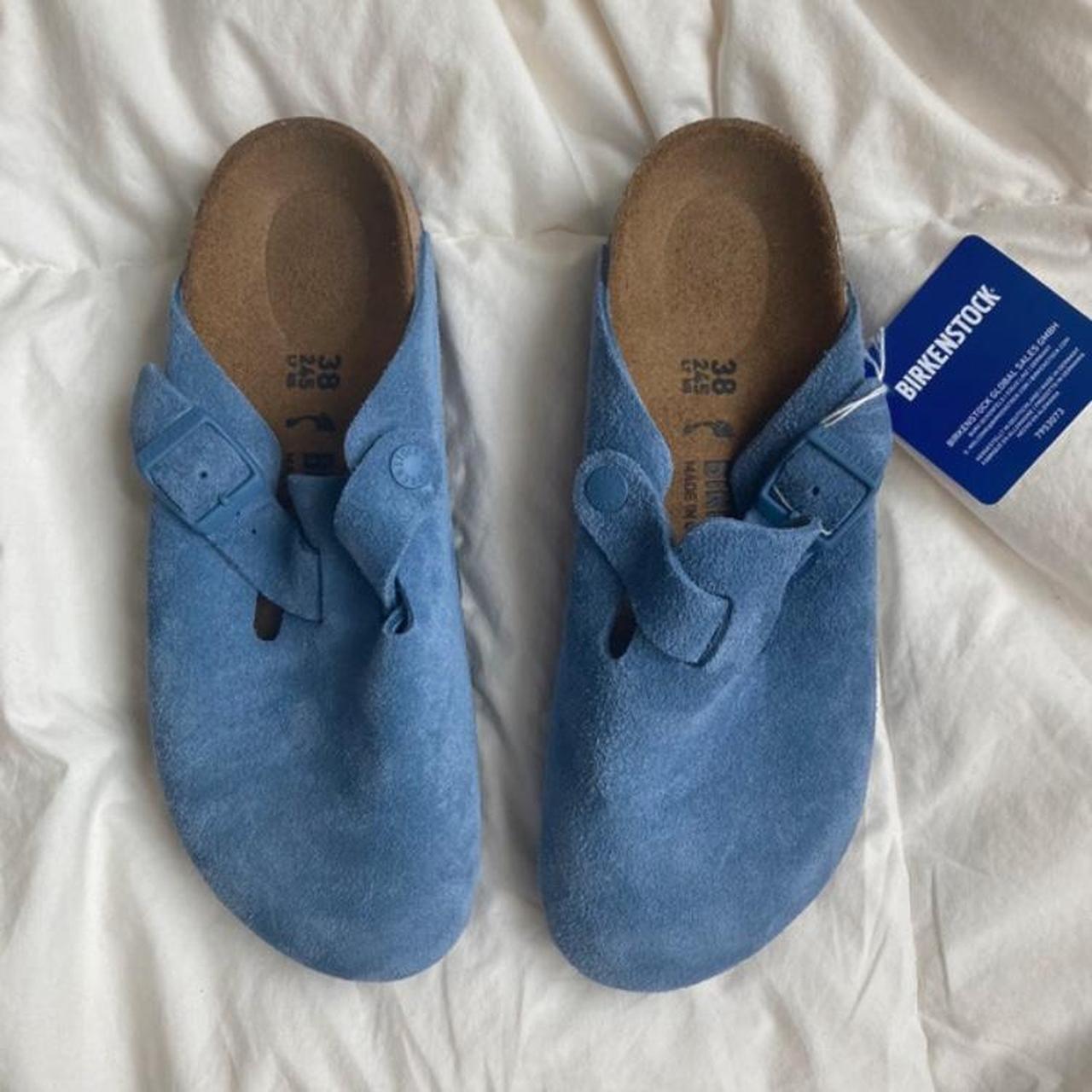🫐🌊 elemental blue suede birkenstock boston clogs -... - Depop