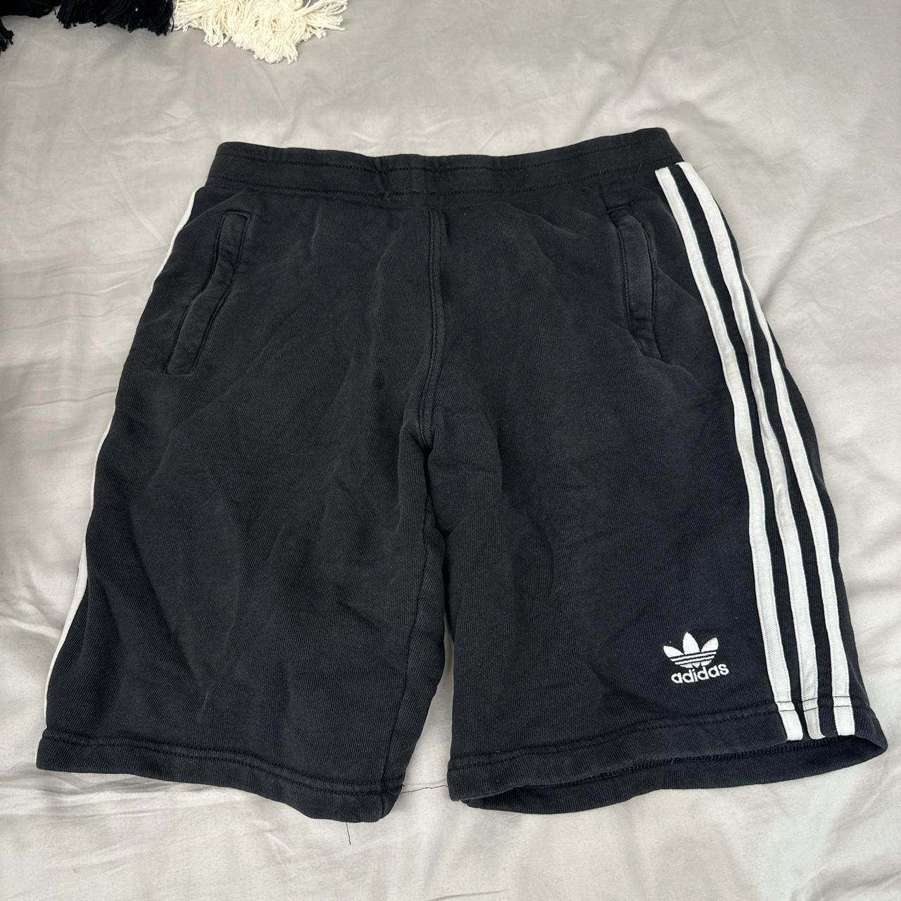 Adidas shorts Black and tree stripes Size men’s... - Depop