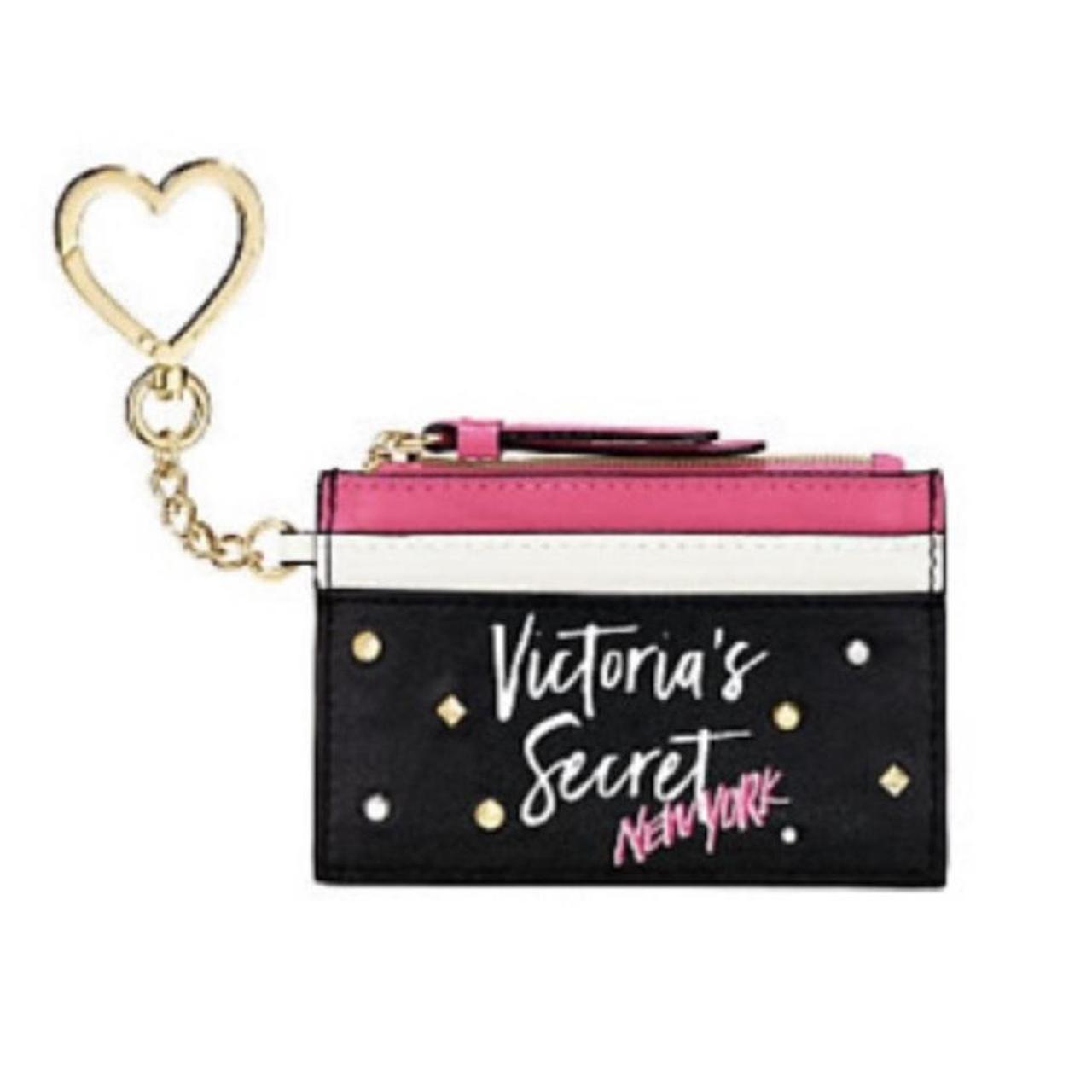 Victoria’s Secret hot pink and black studded card... - Depop