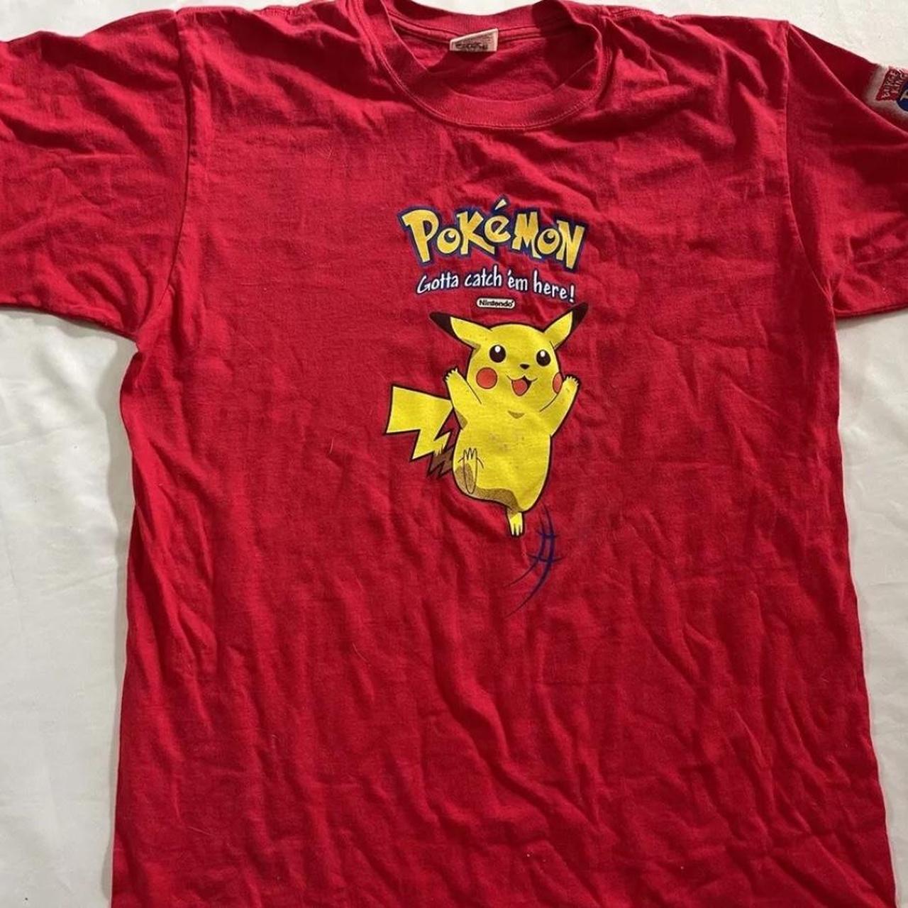 Vintage Pokemon Mens T Shirt Large Red Pikachu... - Depop