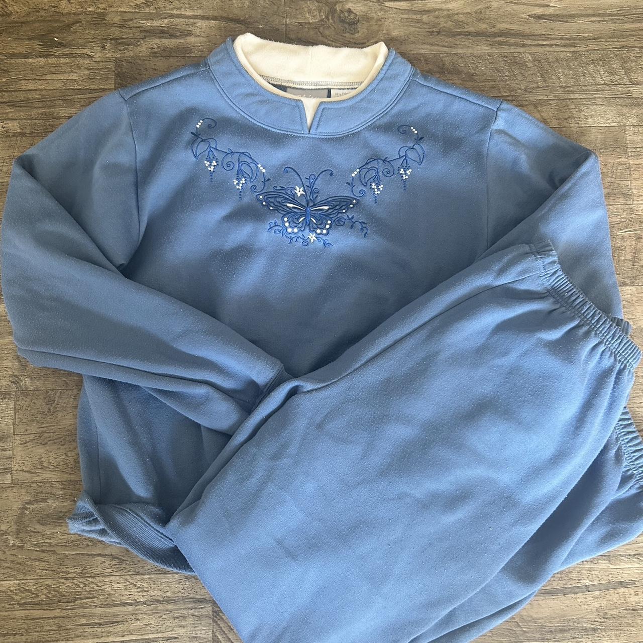 Women's Blair Two Piece Vintage Blue 80s Sweat Suit... - Depop