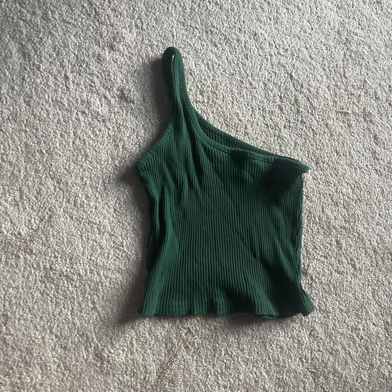 Going out top One shoulder green cropped tank So... - Depop