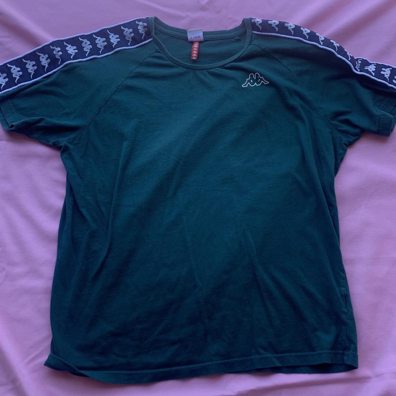 Kappa green tee. Fits like a M/L in good condition - Depop