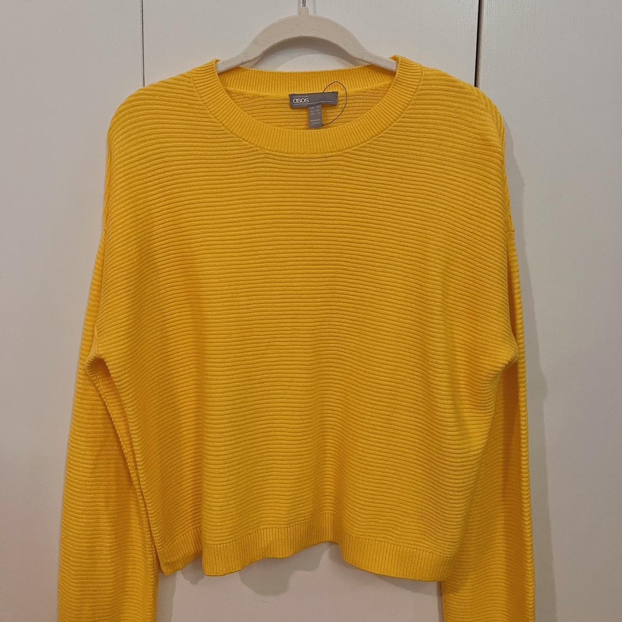 asos yellow rubber sweater. size 4 and fits more... - Depop