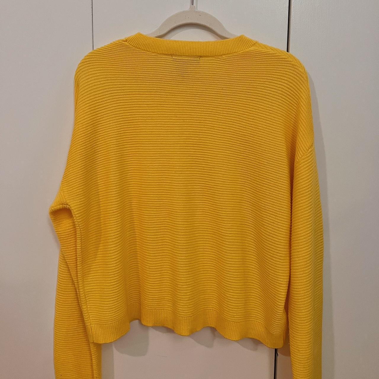 asos yellow rubber sweater. size 4 and fits more... - Depop
