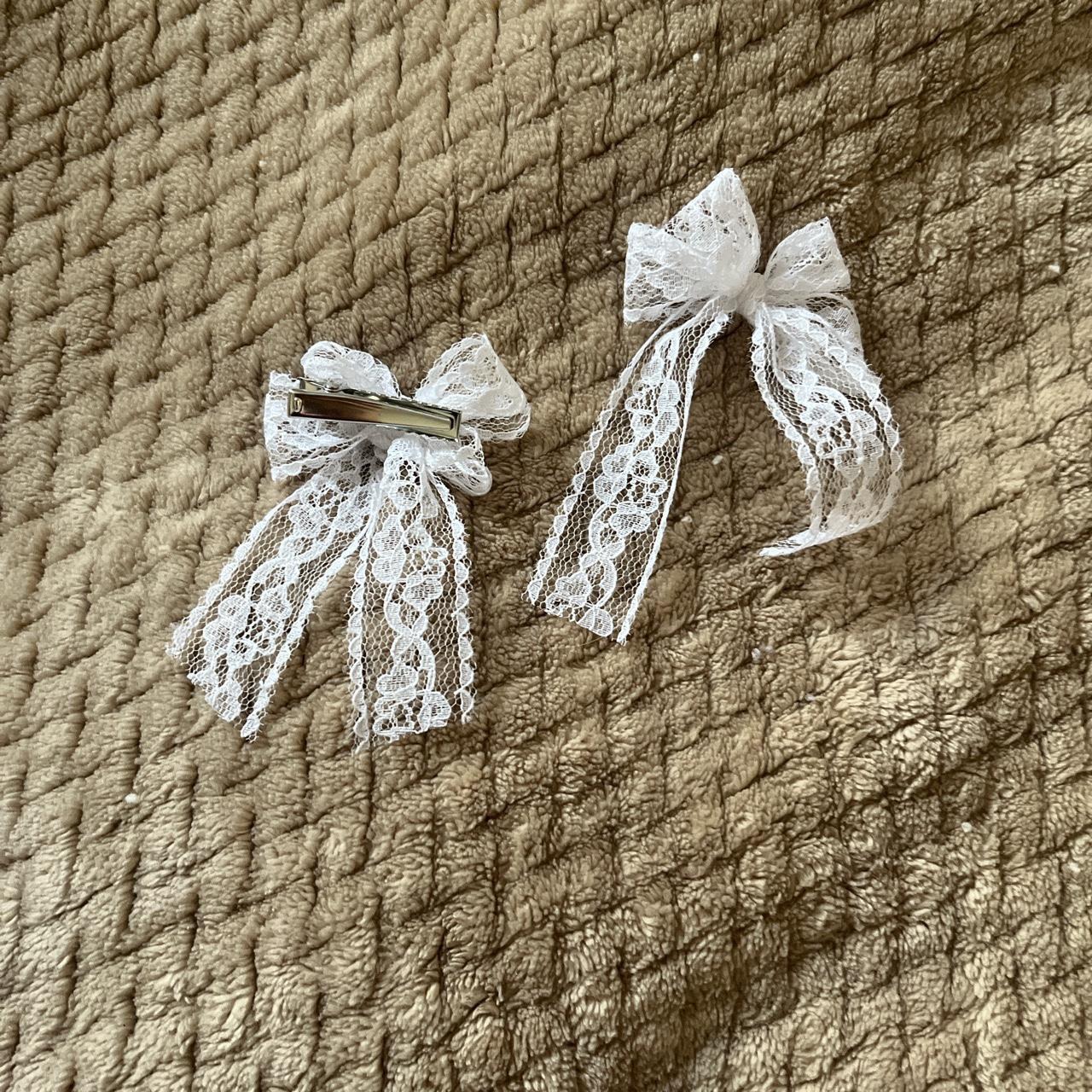 🎀 - handmade lace coquette bows w/clip 🎀 - matches... - Depop