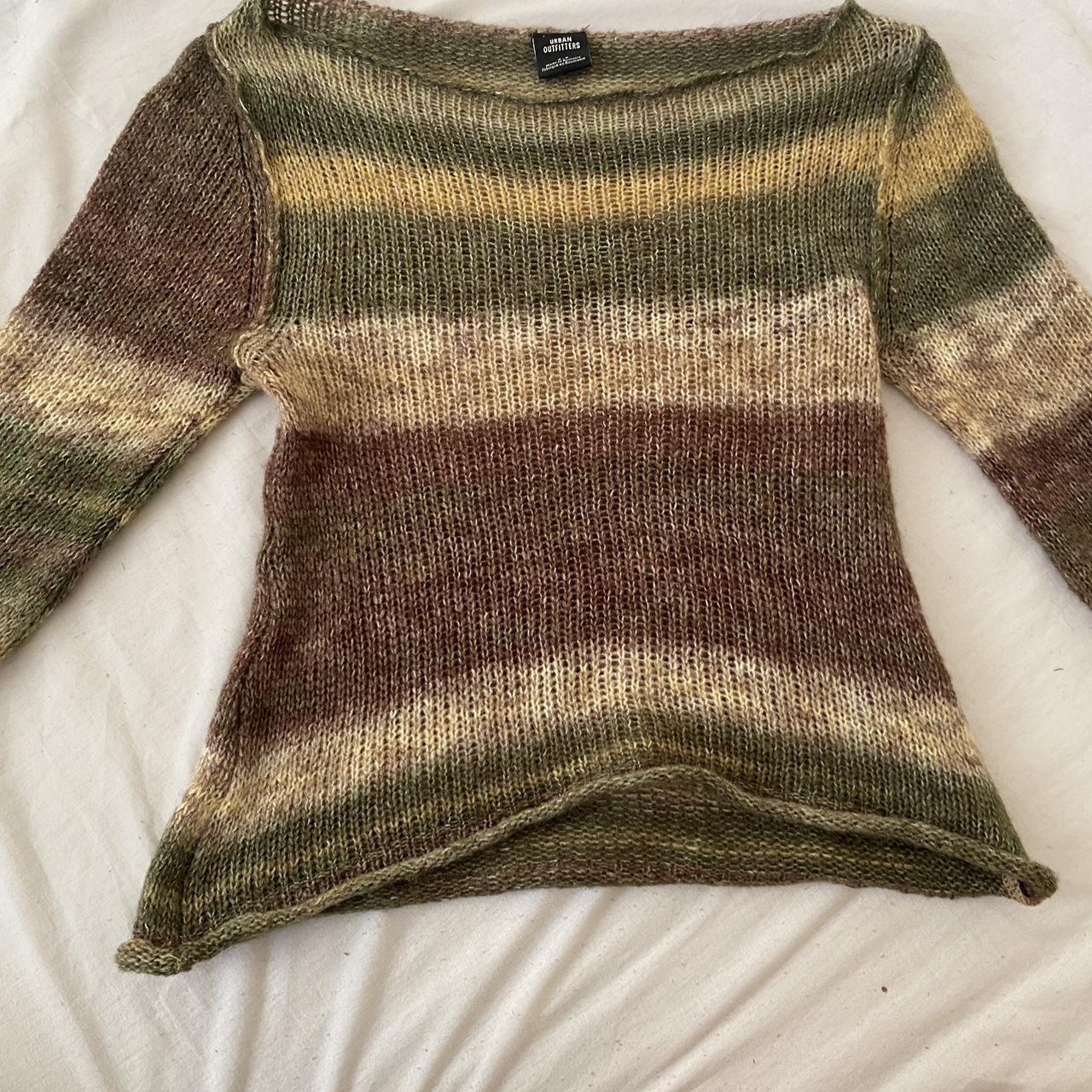 Uo Space Dye Fluted Sleeve Ribbed Knit Top Size Depop
