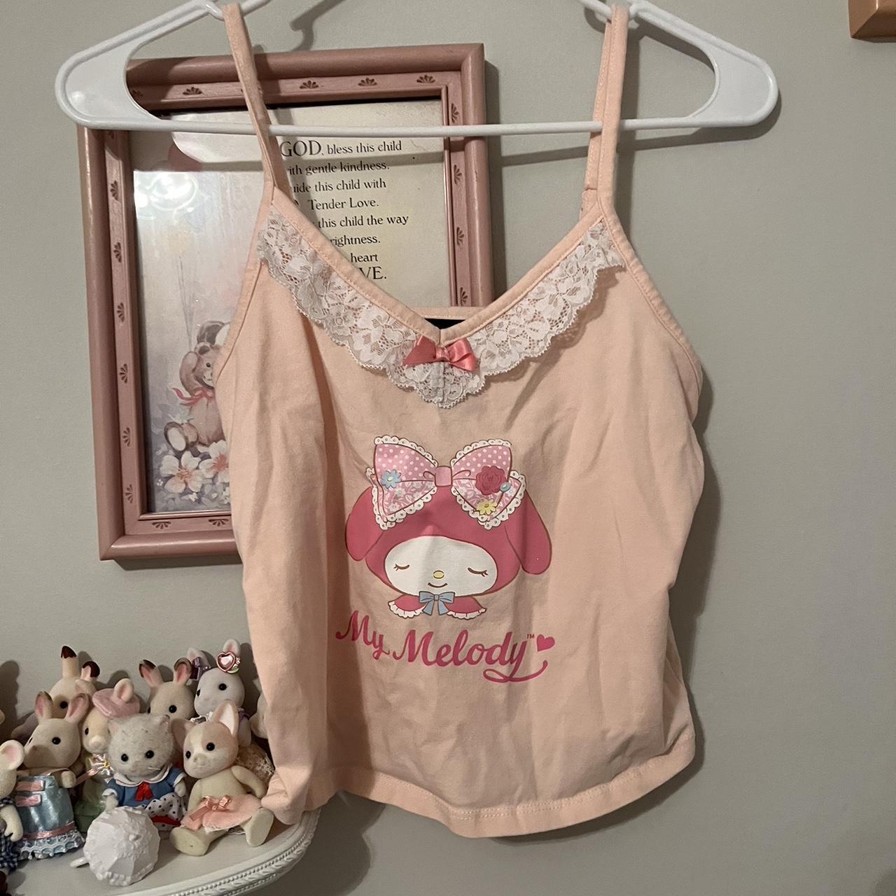Kawaii cutecore my melody lace tank top with... - Depop