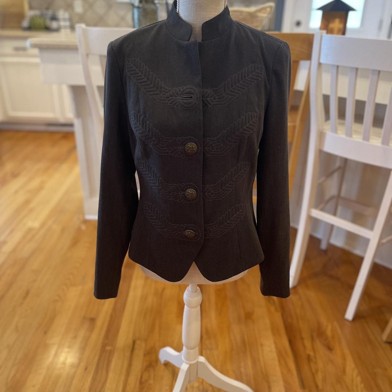 CaBi dark gray military style blazer. Size 6. Top... - Depop