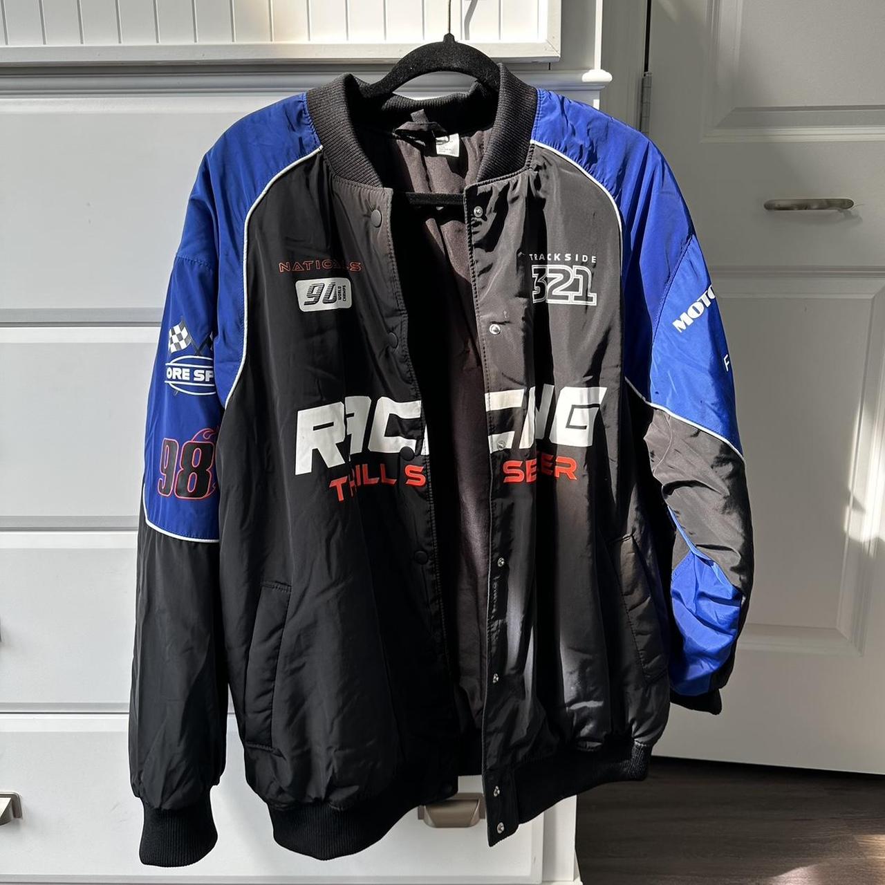 Oversized Race Car Bomber #racecar #bomber... - Depop