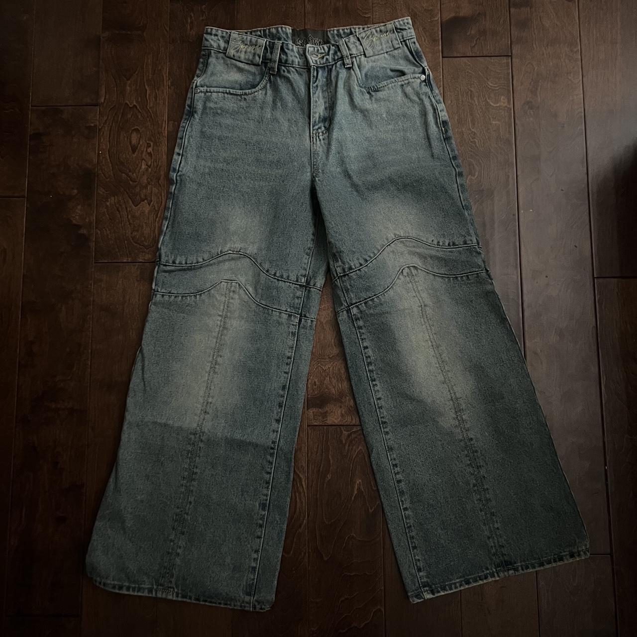 Spawn Brand Wavy Baggy Denim -size... | Depop