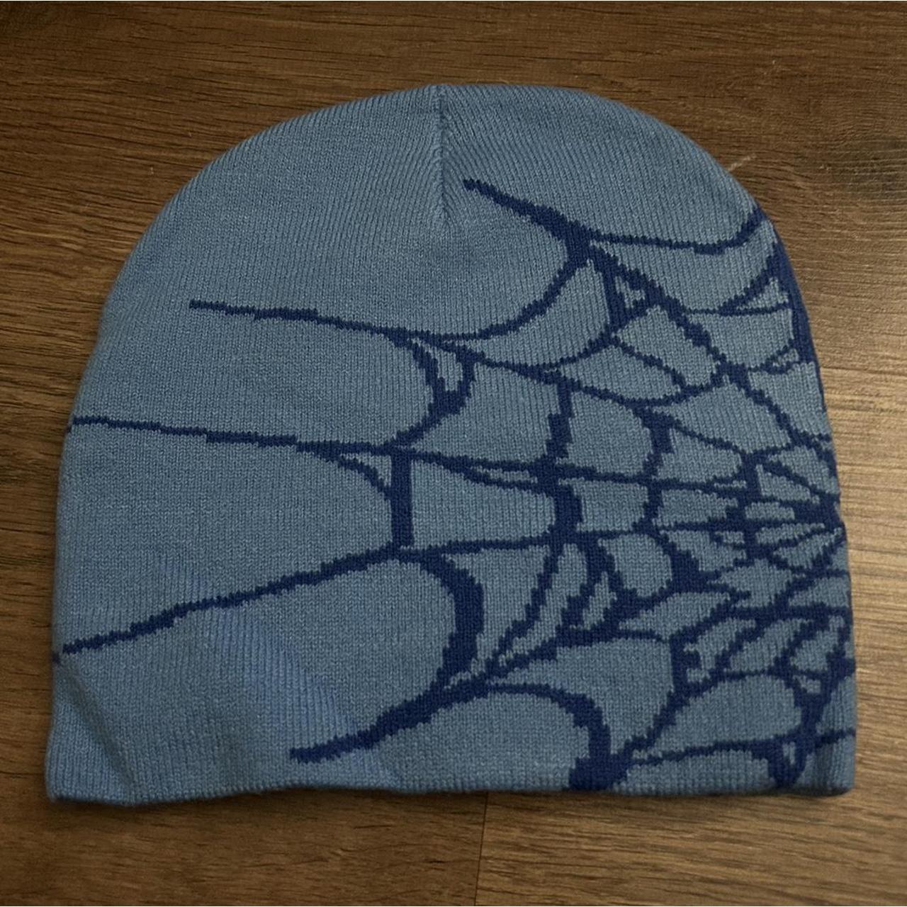 Blue spider web beanie Brand new - Depop