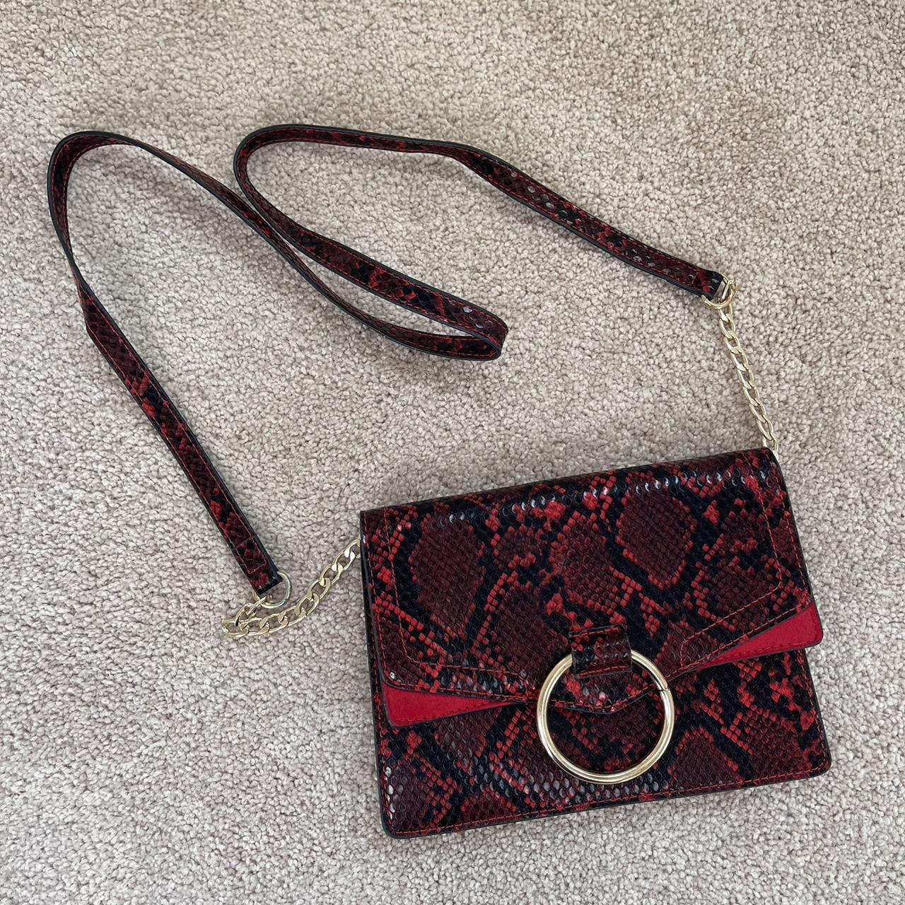 Sheike crossbody bag - red & black snakeskin... - Depop