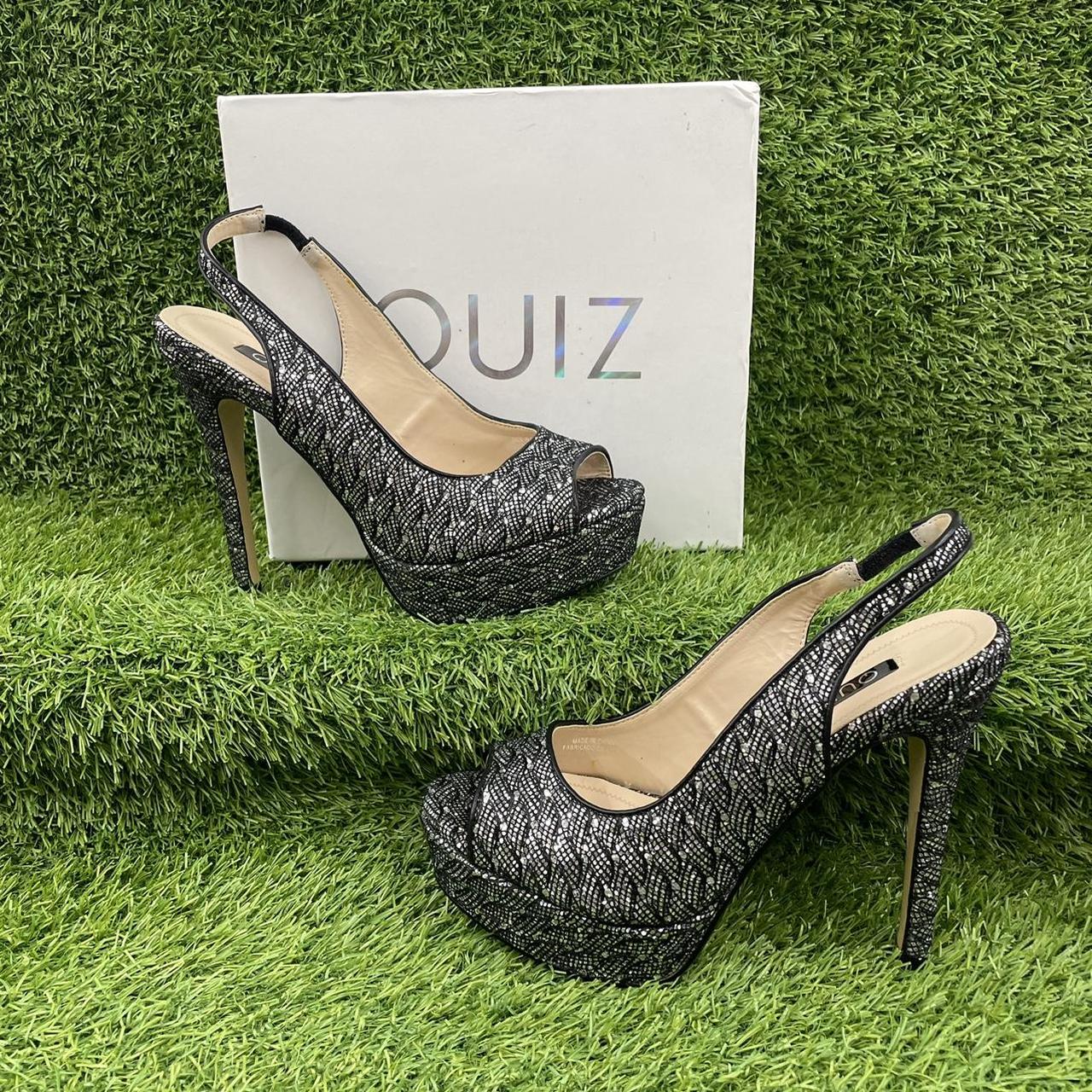 QUIZ BLACK SILVER HIGH HEELS GLITTER PLATFORM... - Depop