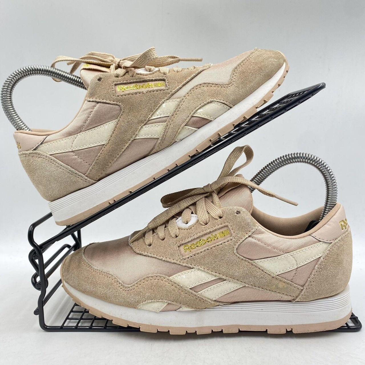 REEBOK CLASSIC BEIGE TRAINERS SIZE UK 4 SUEDE TAN... - Depop