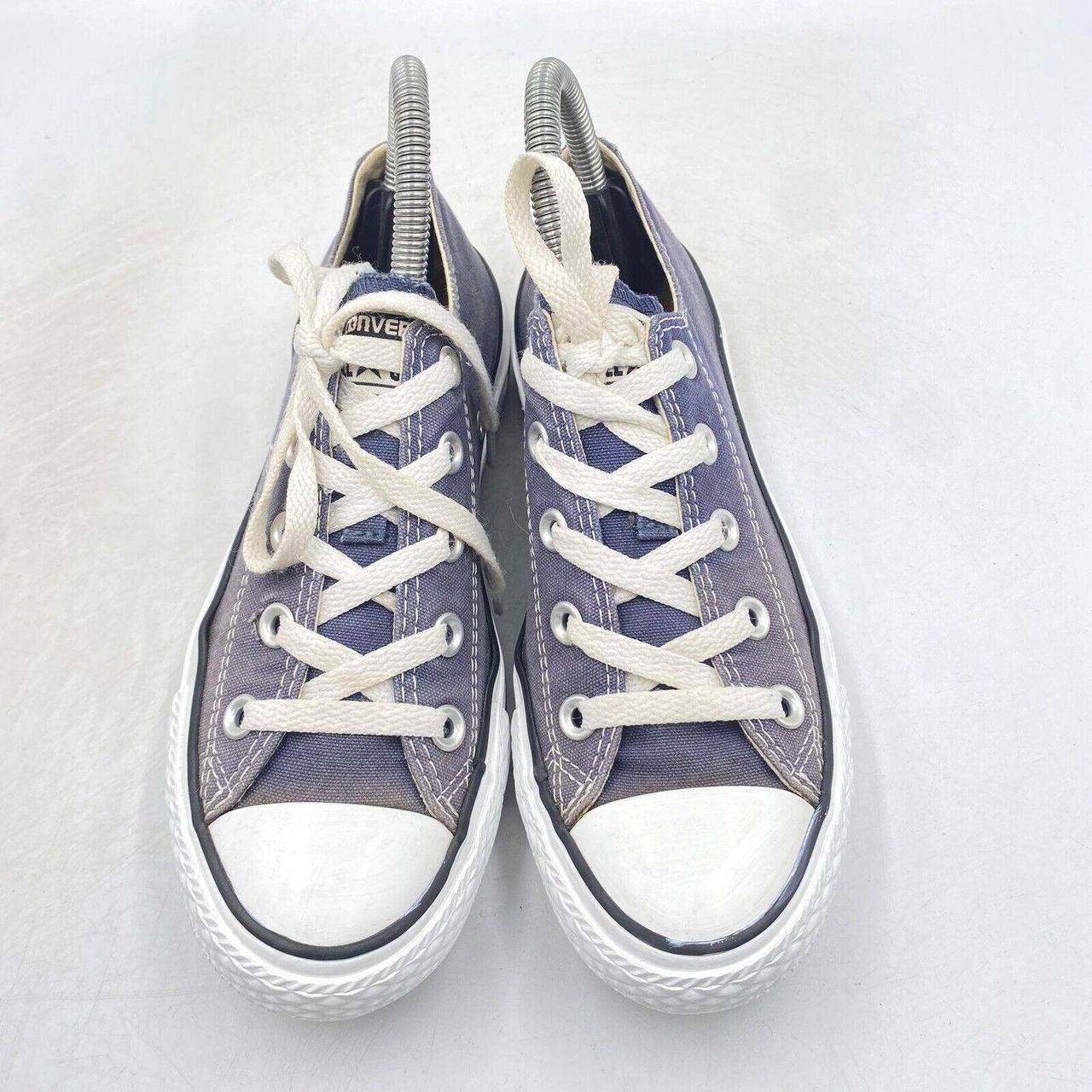 CONVERSE NAVY DENIM TRAINERS SIZE UK 4 LOW ALL STAR... - Depop