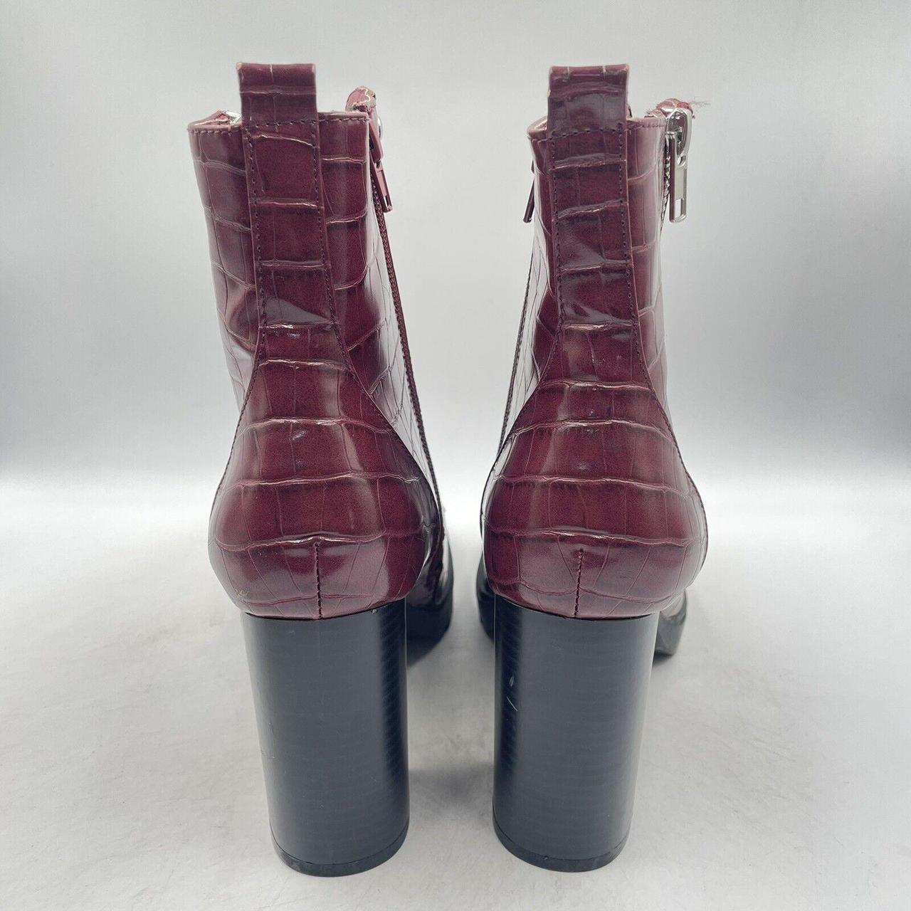 NEW LOOK BURGUNDY CROC ANKLE BOOTS SIZE UK 7 FAUX... - Depop