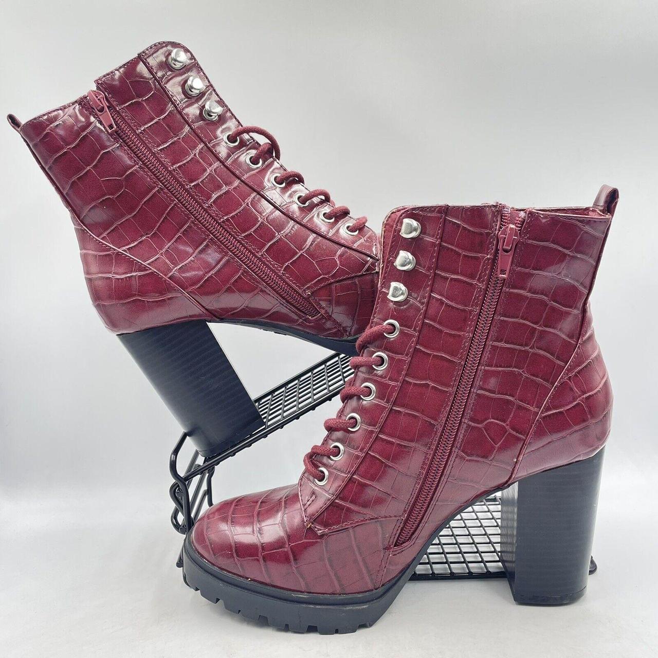 NEW LOOK BURGUNDY CROC ANKLE BOOTS SIZE UK 7 FAUX... - Depop