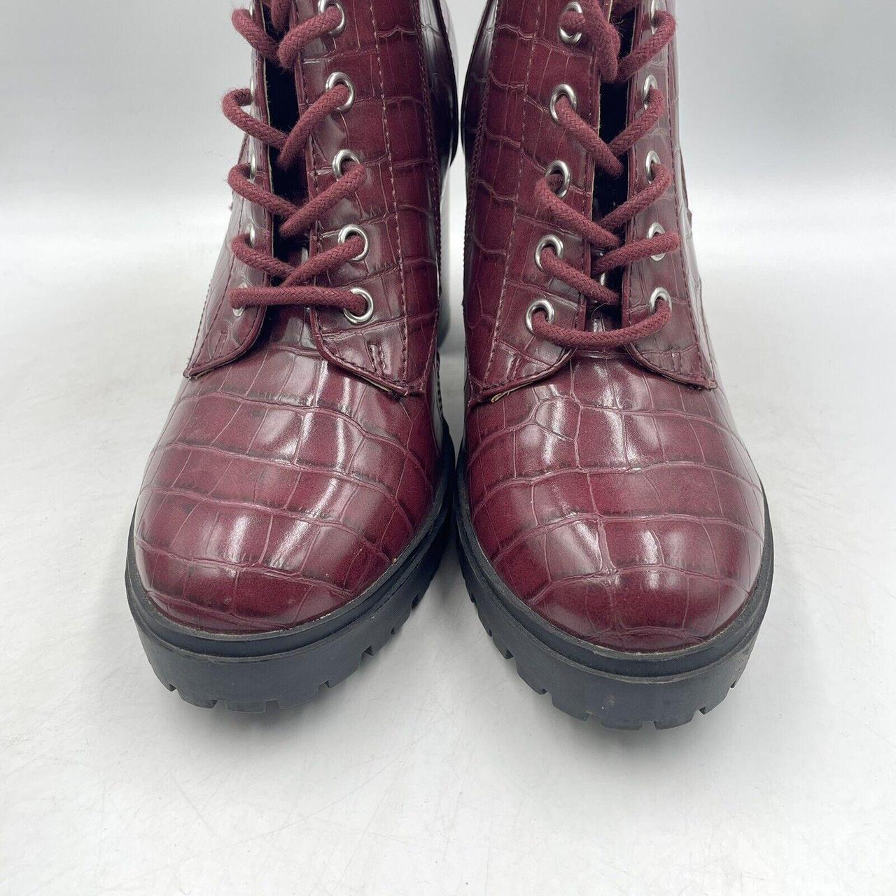 NEW LOOK BURGUNDY CROC ANKLE BOOTS SIZE UK 7 FAUX... - Depop