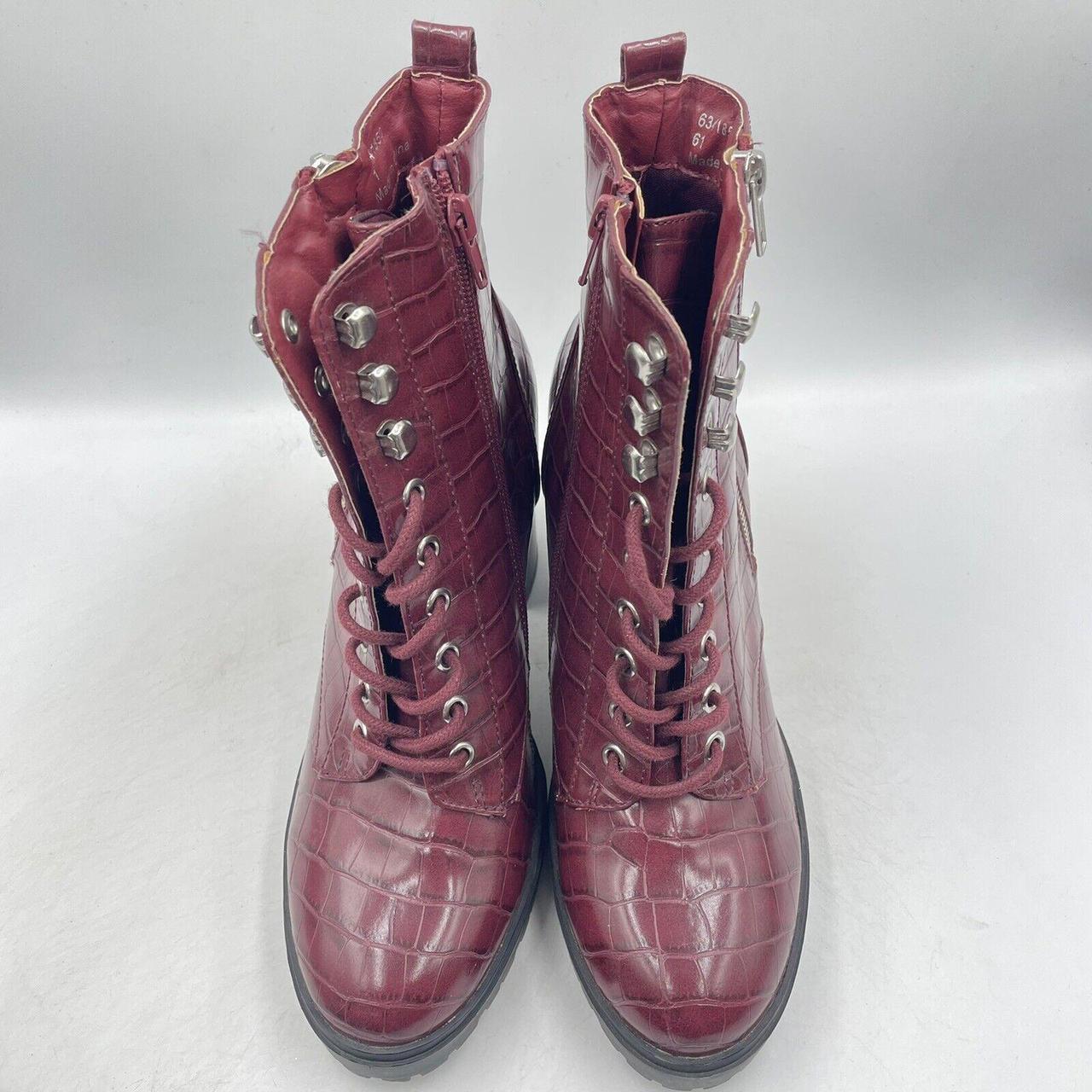 NEW LOOK BURGUNDY CROC ANKLE BOOTS SIZE UK 7 FAUX... - Depop
