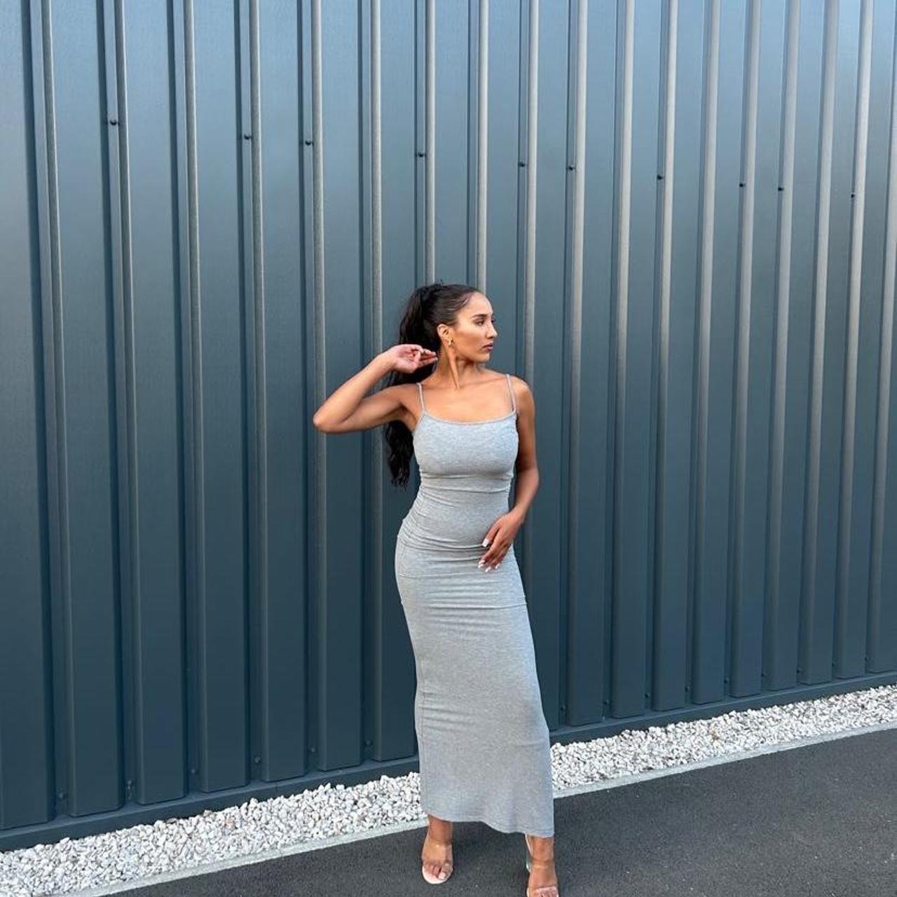 Grey ribbed Skims dress size xs Brand new with tags... - Depop
