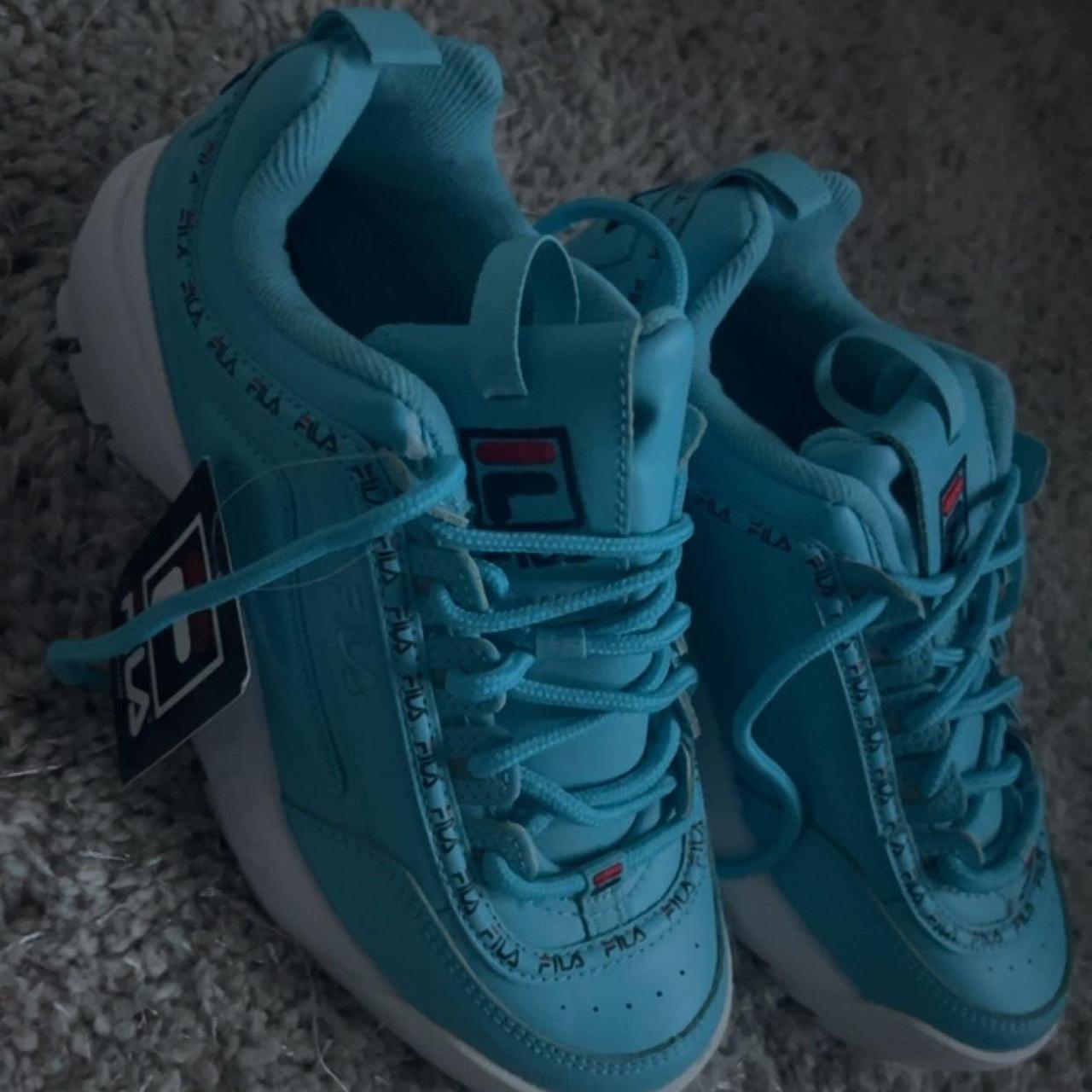 Fila Women's Blue and White Trainers | Depop