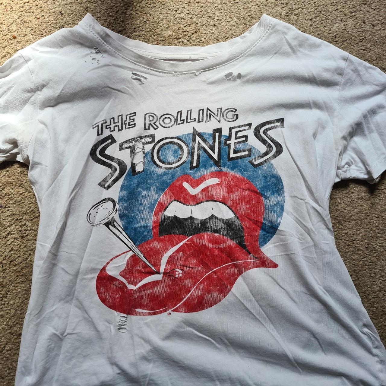 Rolling stones band tee Custom distressing Tight... - Depop