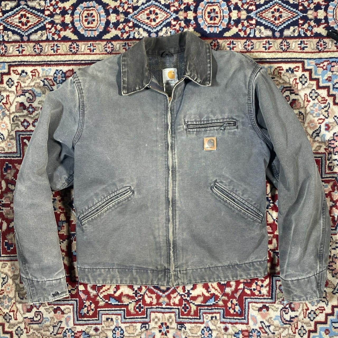 Carhartt Vintage J97 PTL Grey Detroit Jacket Size... - Depop