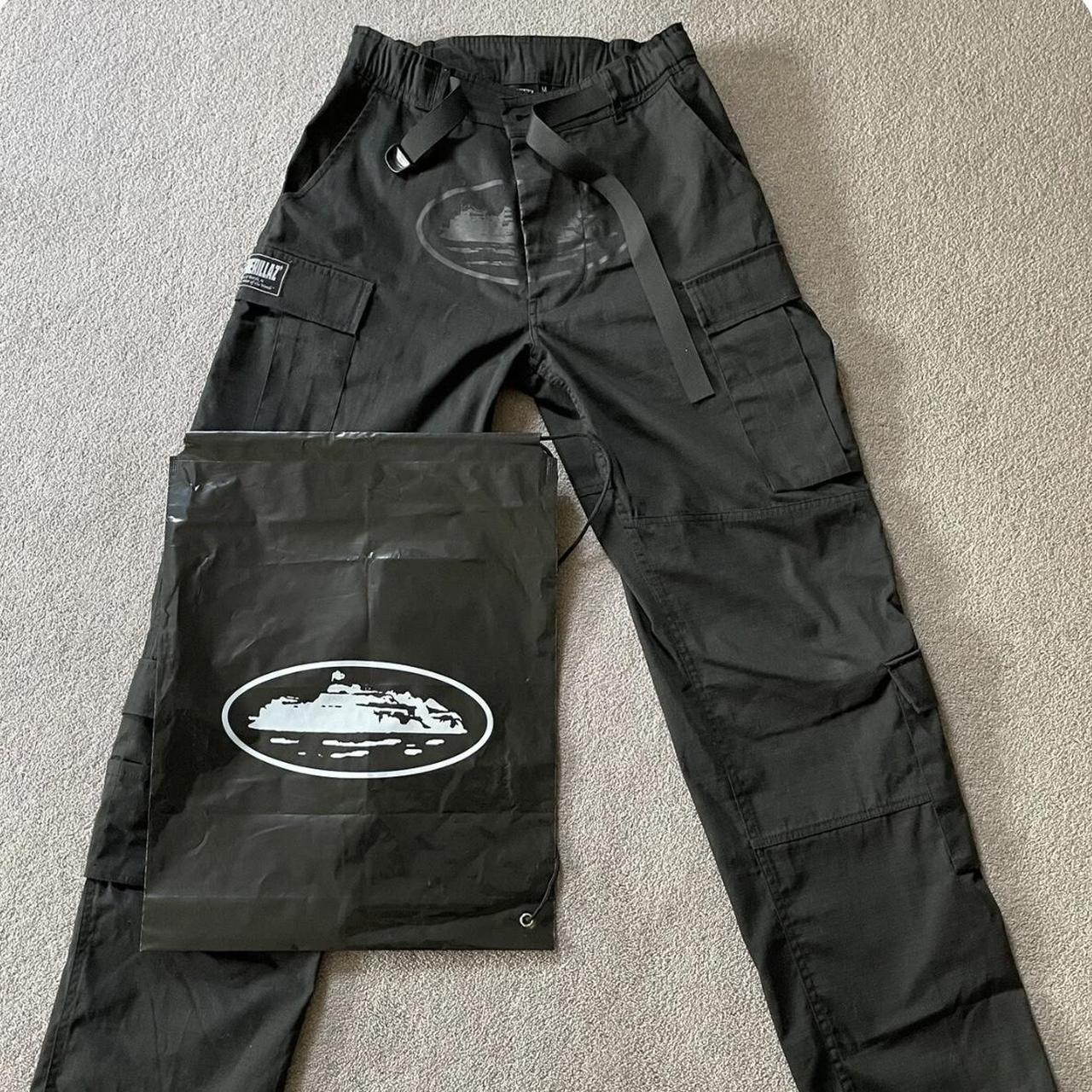 Corteiz all black cargo trousers size medium uk... - Depop