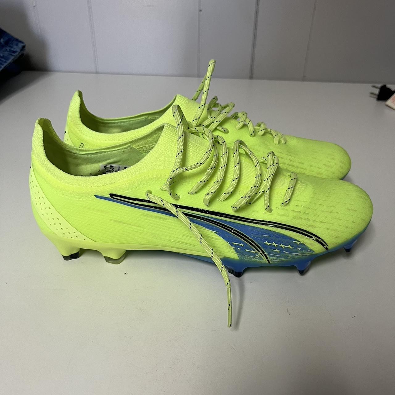 Puma Ultra Ultimate neon yellow, blue FG/AG... - Depop