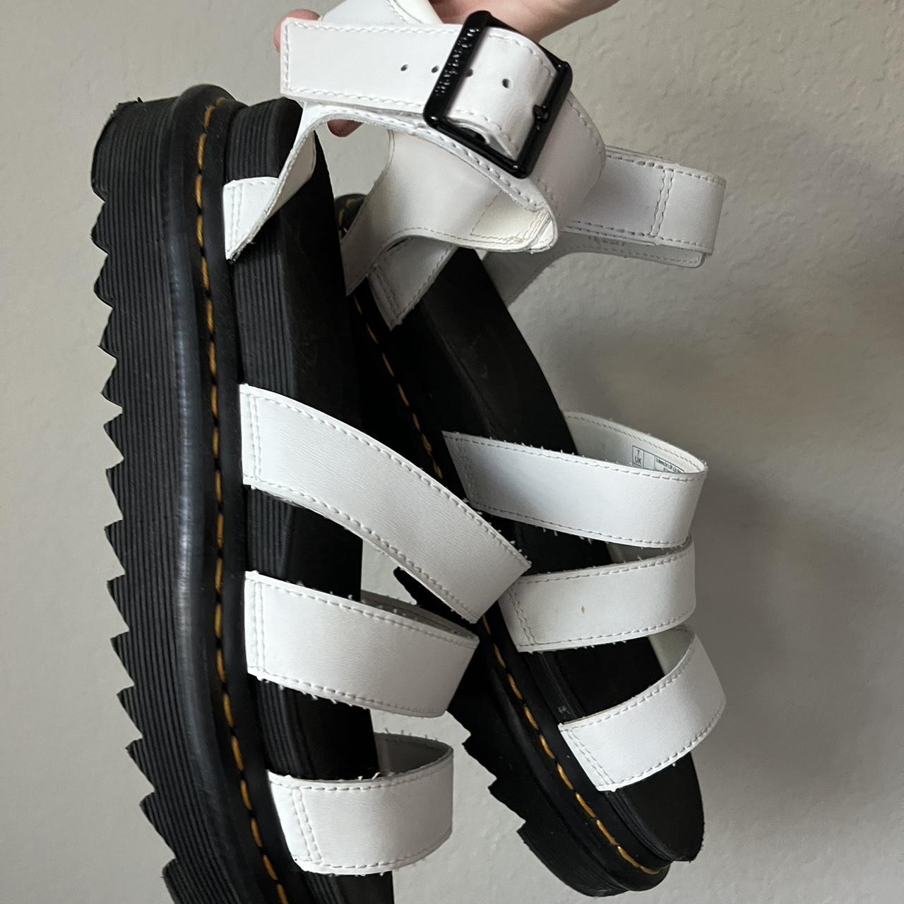 Platform white doc marten sandals, size 9. Fairly... - Depop