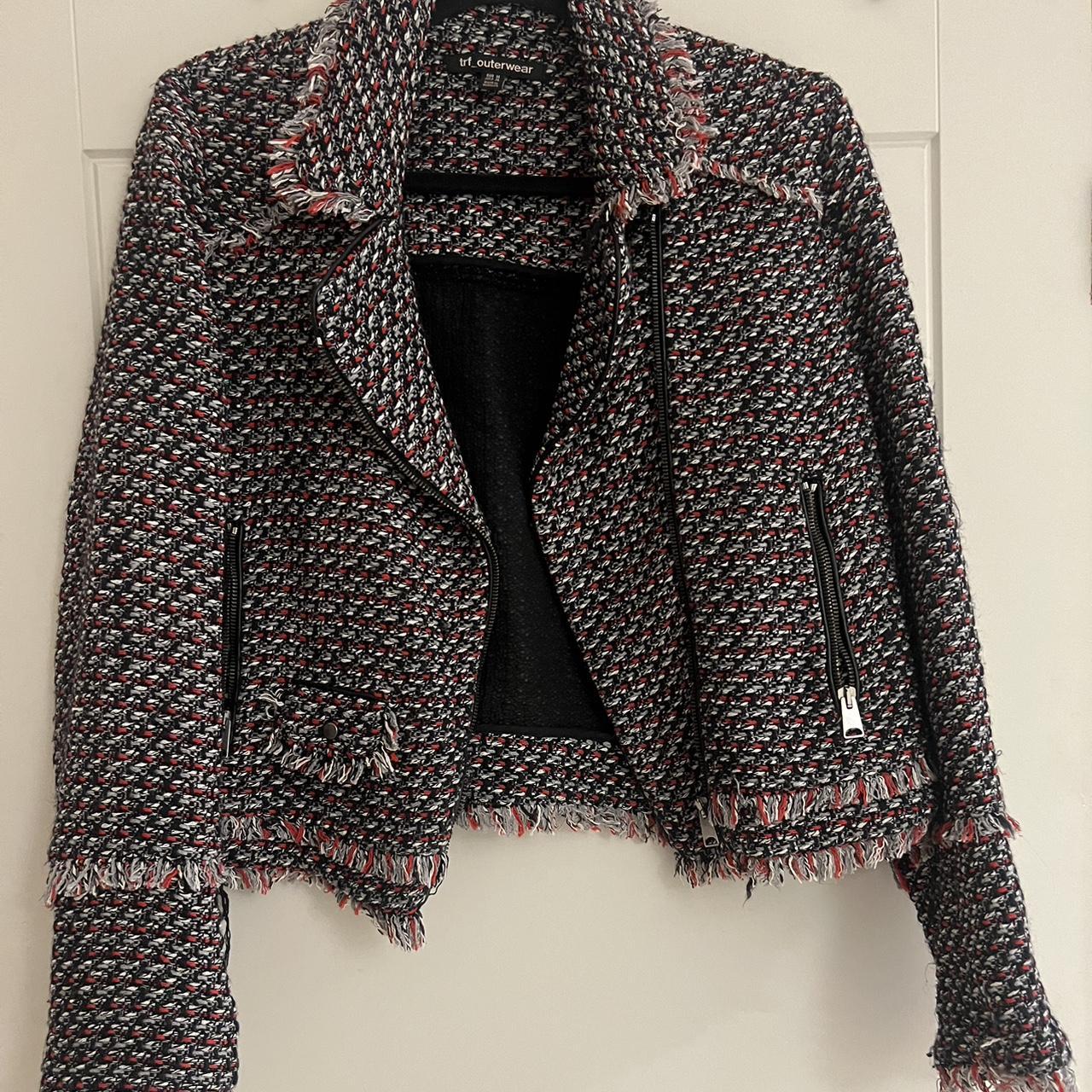 Zara Boucle Tweed Biker Jacket Can be worn as a... - Depop