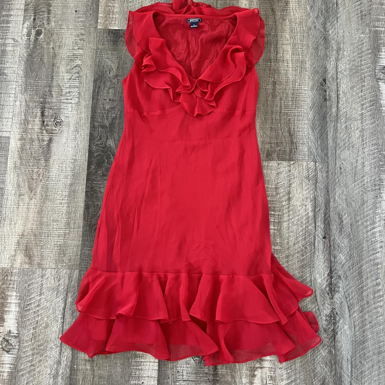 beautiful red ruffle dress size: 8 #ruffledress... - Depop