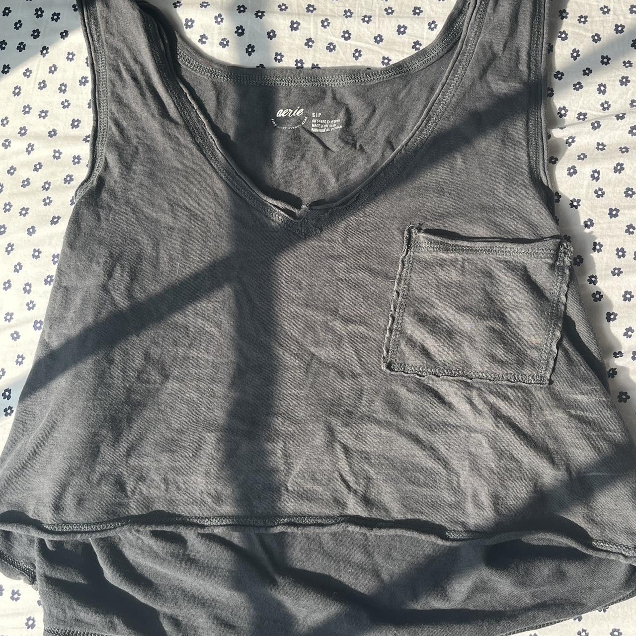 Grey aerie loose tank top with pocket - Depop