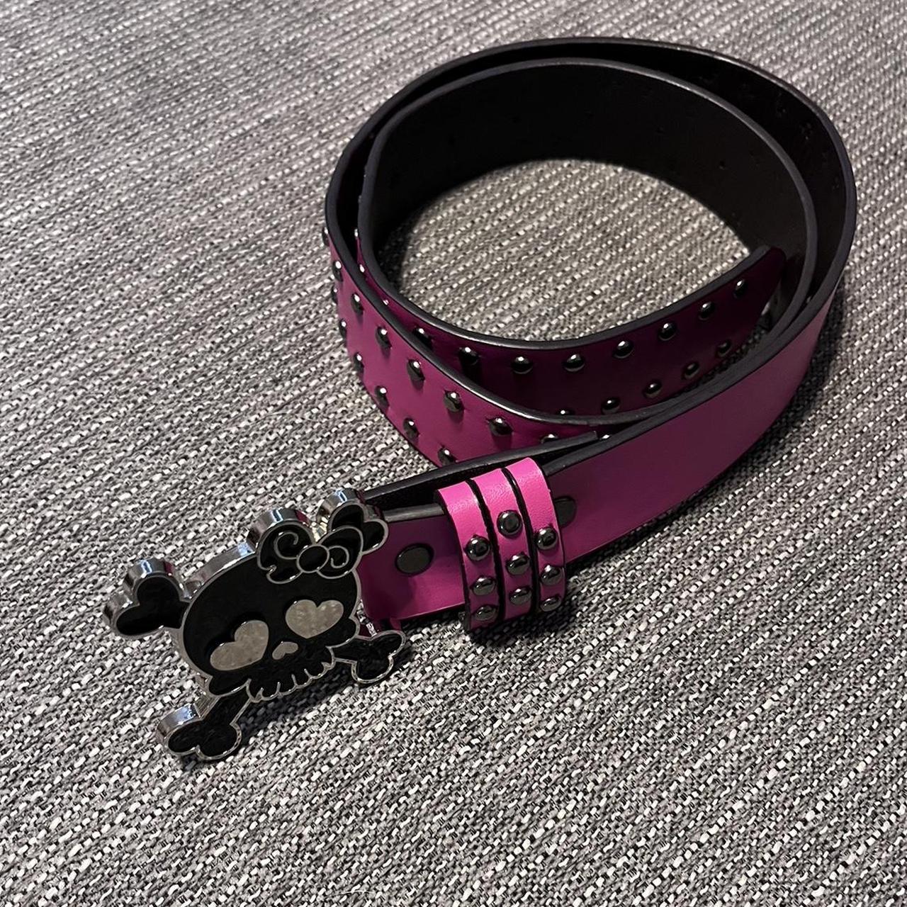 Pink monster high studded belt Size 110, fits waist... - Depop
