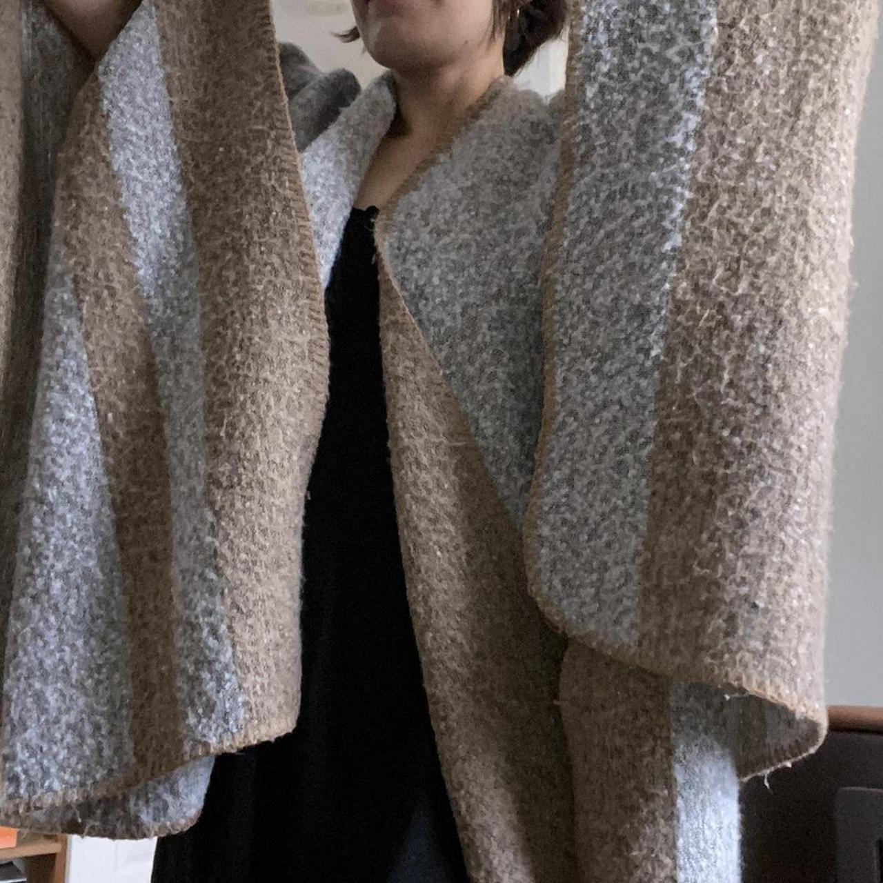 Neutral boho flowy shawl with grey and tan tones,... - Depop