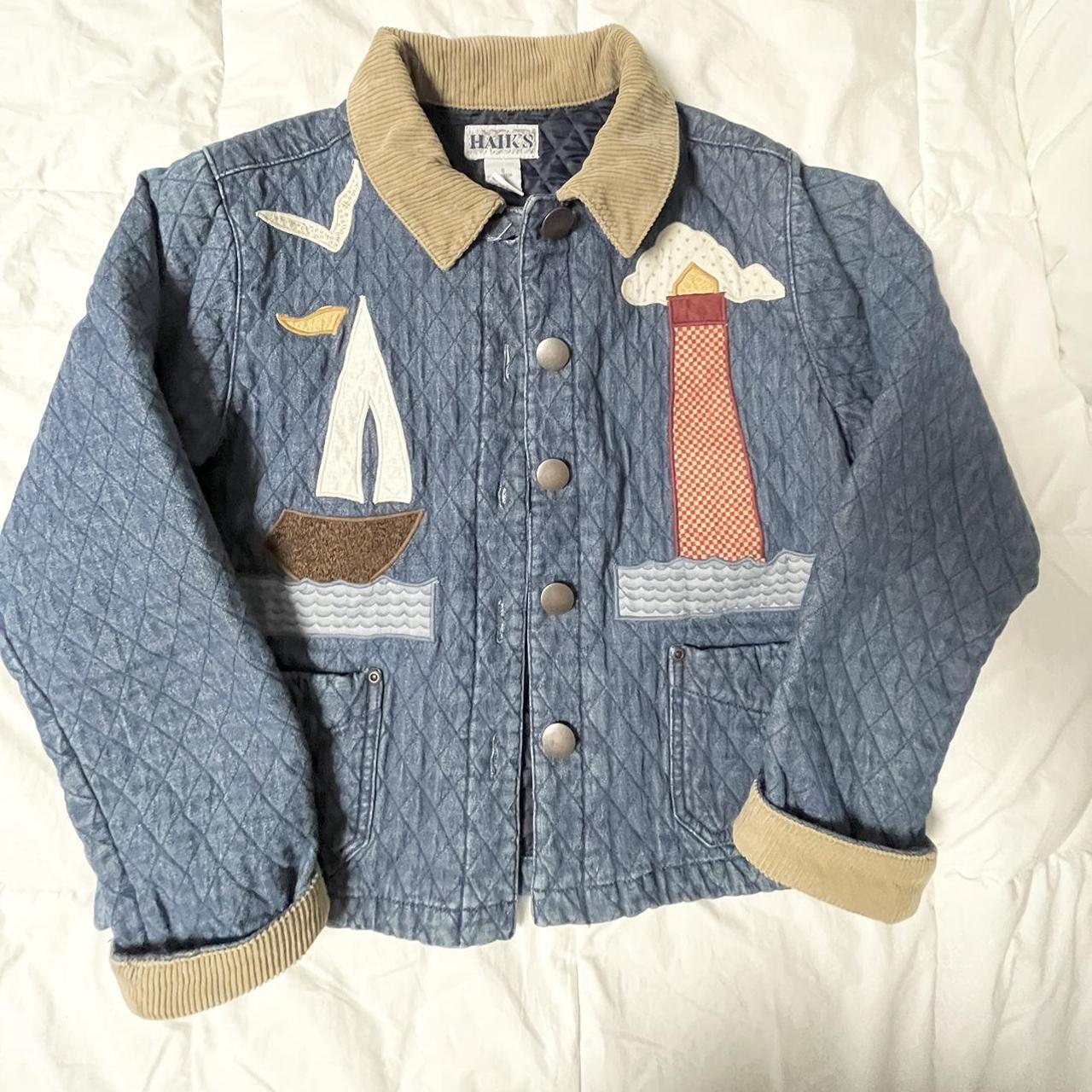 Women's Blue and Cream Jacket | Depop