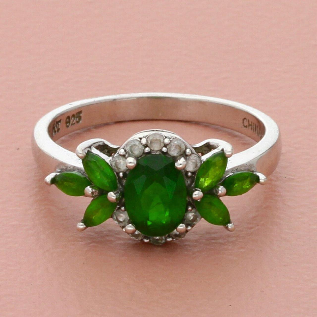 jtv sterling silver chrome diopside peridot & white... - Depop