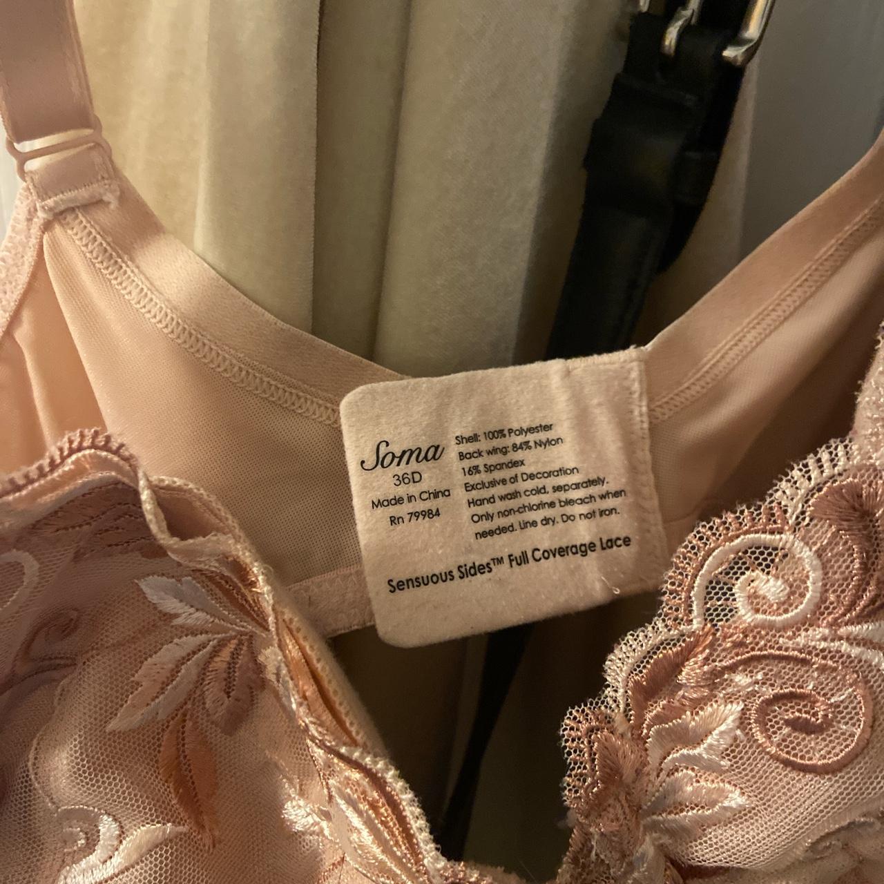 Pink Soma lace bra, size 36D full coverage - Depop